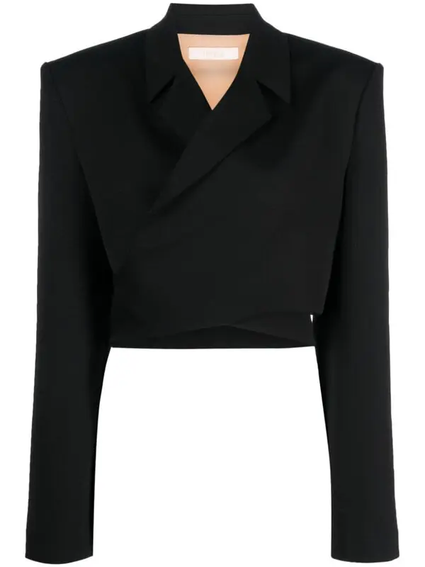 SSHEENA Wrap Cropped Blazer - Black