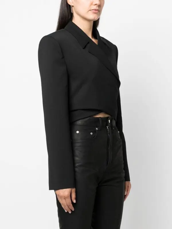 SSHEENA Wrap Cropped Blazer - Black