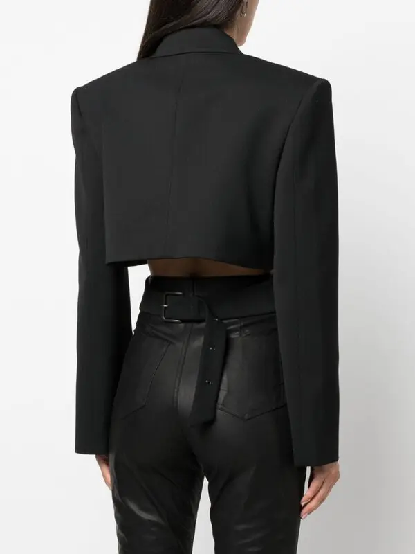 SSHEENA Wrap Cropped Blazer - Black