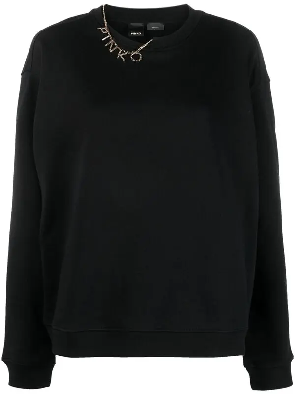 Pinko Cotton Sweatshirt With Logo Charm