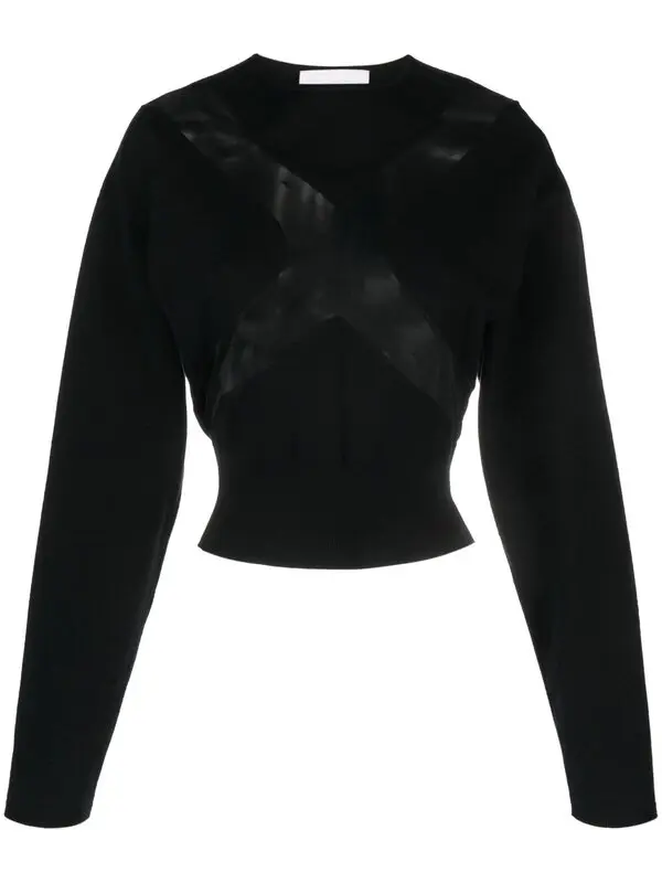 GENNY Sheer-paneling T-shirt - Black