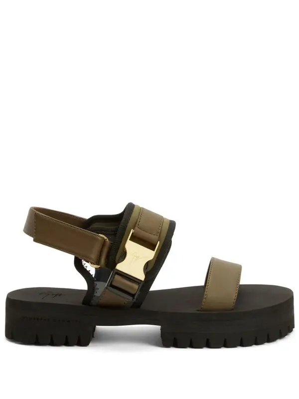 GIUSEPPE ZANOTTI Mederic Leather Sandals - Green