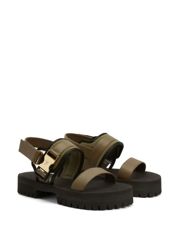 GIUSEPPE ZANOTTI Mederic Leather Sandals - Green