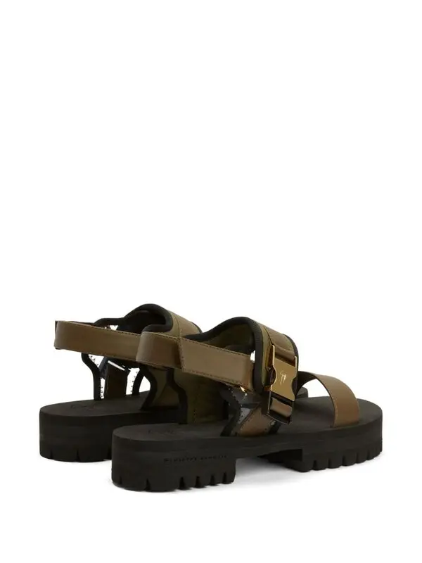 GIUSEPPE ZANOTTI Mederic Leather Sandals - Green