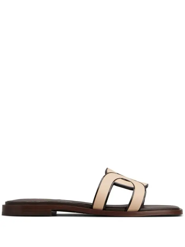 TOD'S Leather Logo Strap Sandals - Brown