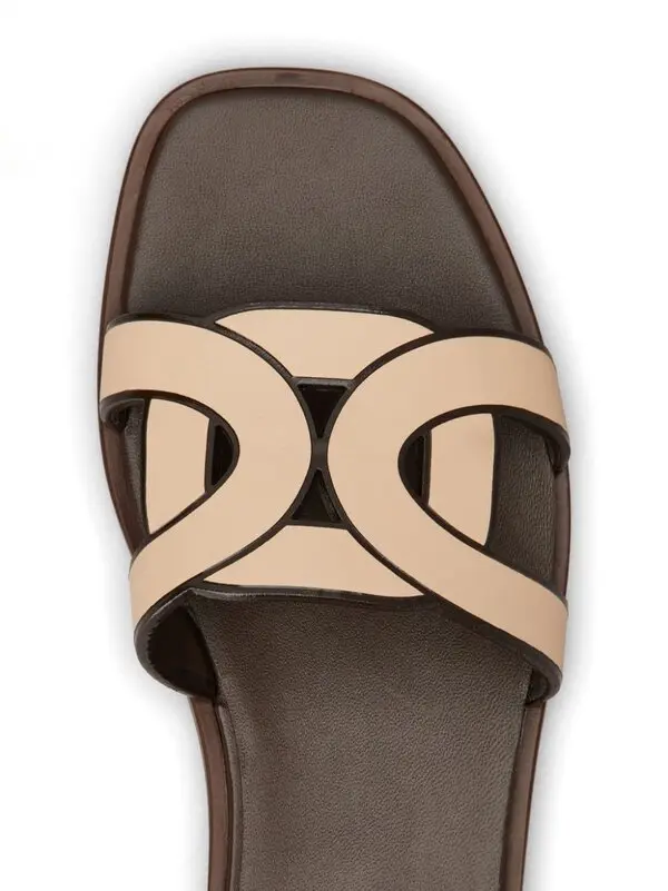 TOD'S Leather Logo Strap Sandals - Brown