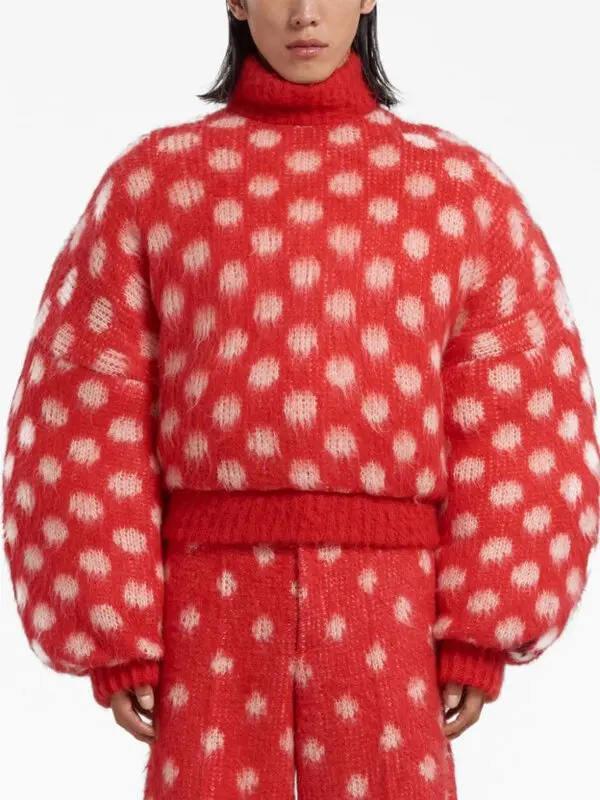 Marni Polka-dot Intarsia Jumper - Red