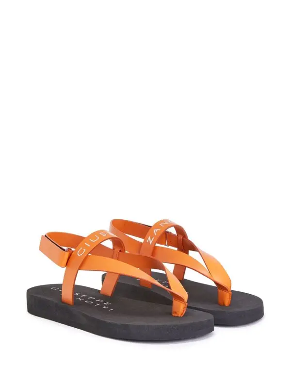 GIUSEPPE ZANOTTI Khais Logo-print Leather Sandals - Orange