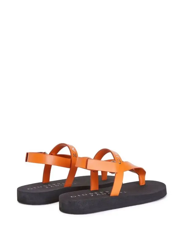 GIUSEPPE ZANOTTI Khais Logo-print Leather Sandals - Orange