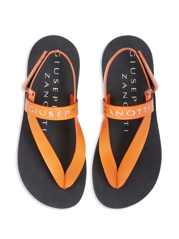 GIUSEPPE ZANOTTI Khais Logo-print Leather Sandals - Orange