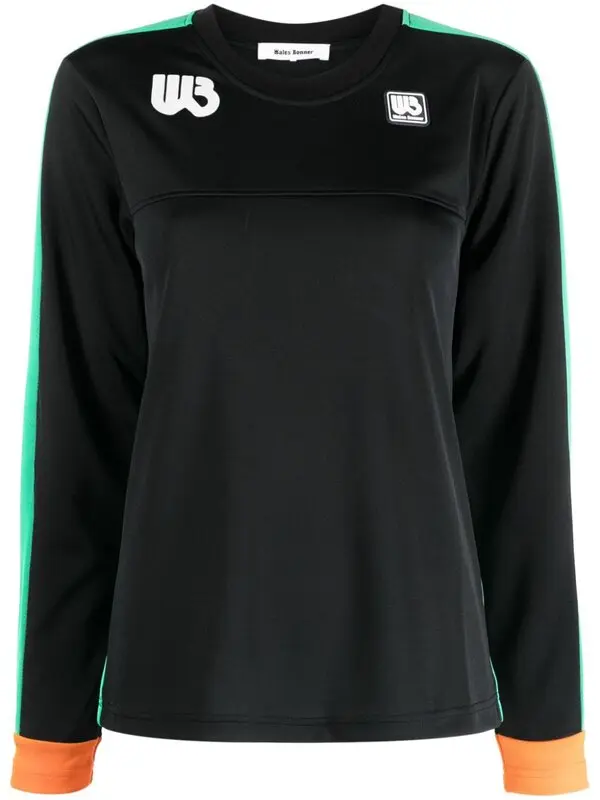 WALES BONNER Logo-patch Organic-cotton Sweatshirt - Black