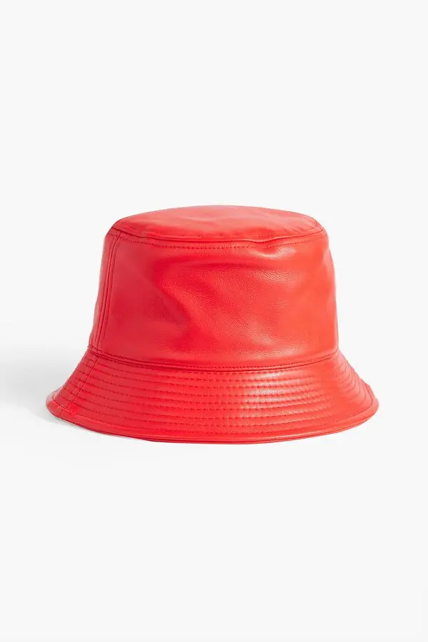 Stand Studio Vida Quilted Faux Leather Bucket Hat In Tomato  display picture 3