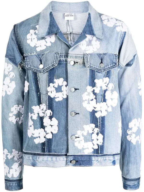 Readymade Floral-print Patchwork Denim Jacket - Blue