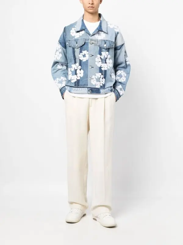 Readymade Floral-print Patchwork Denim Jacket