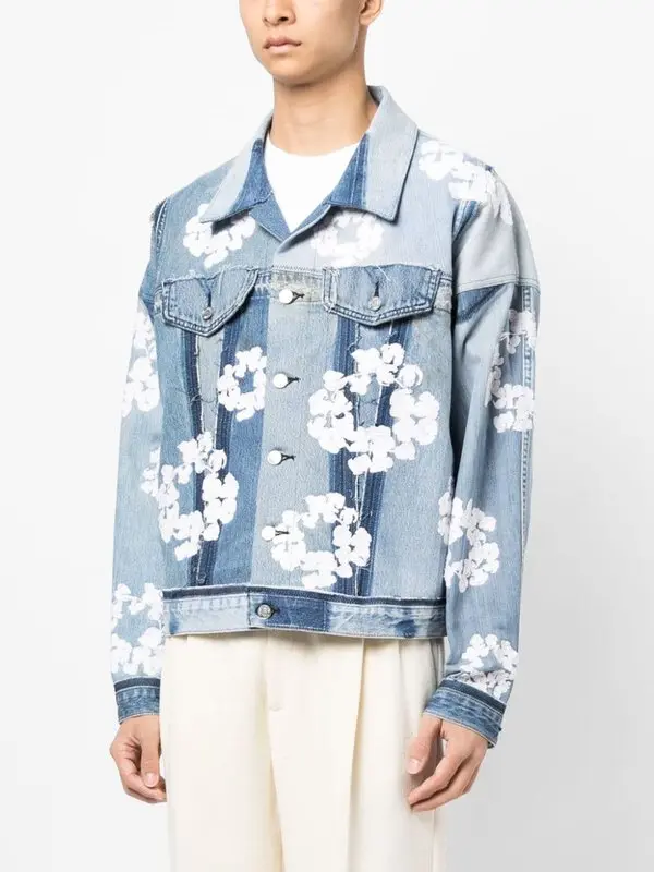 Readymade Floral-print Patchwork Denim Jacket
