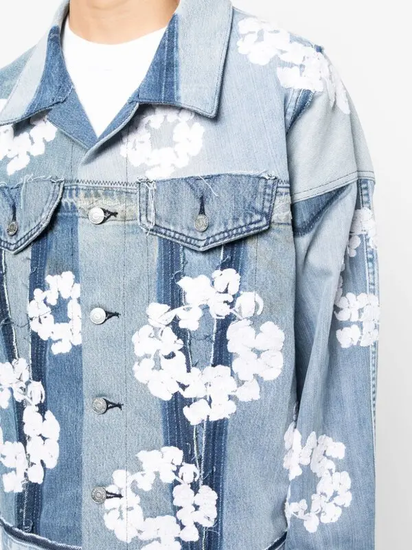 Readymade Floral-print Patchwork Denim Jacket