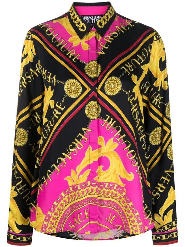 Versace Logo Couture-print Shirt - Black