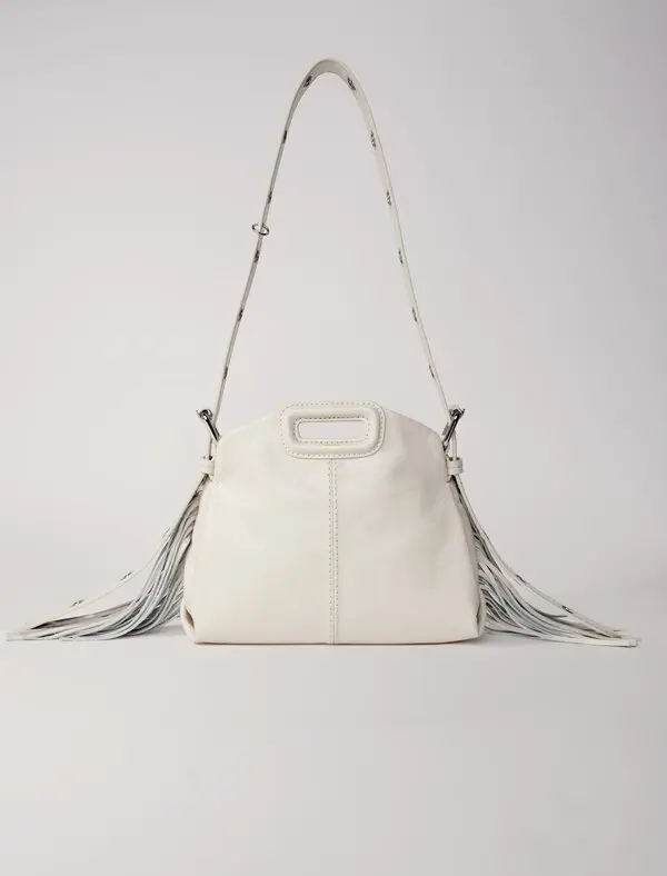 Maje Miss M Crackle Leather Mini Bag - White