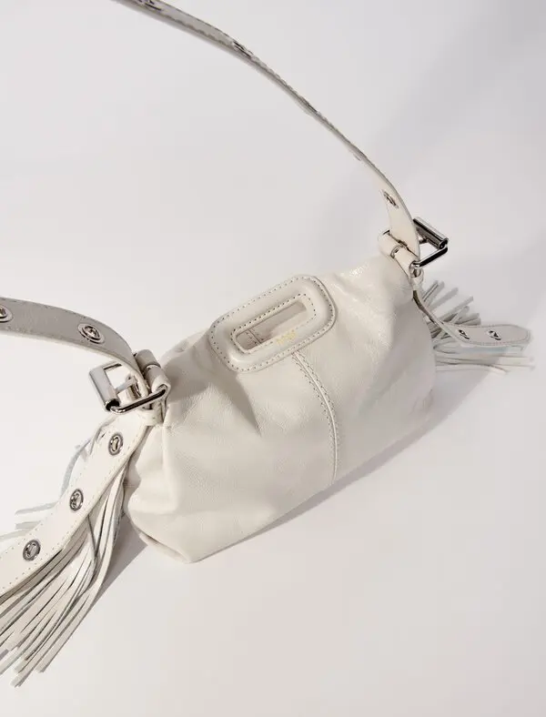 Maje Miss M Crackle Leather Mini Bag - White