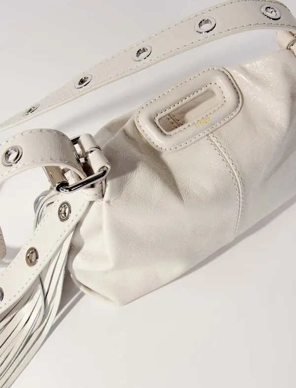 Maje Miss M Crackle Leather Mini Bag - White