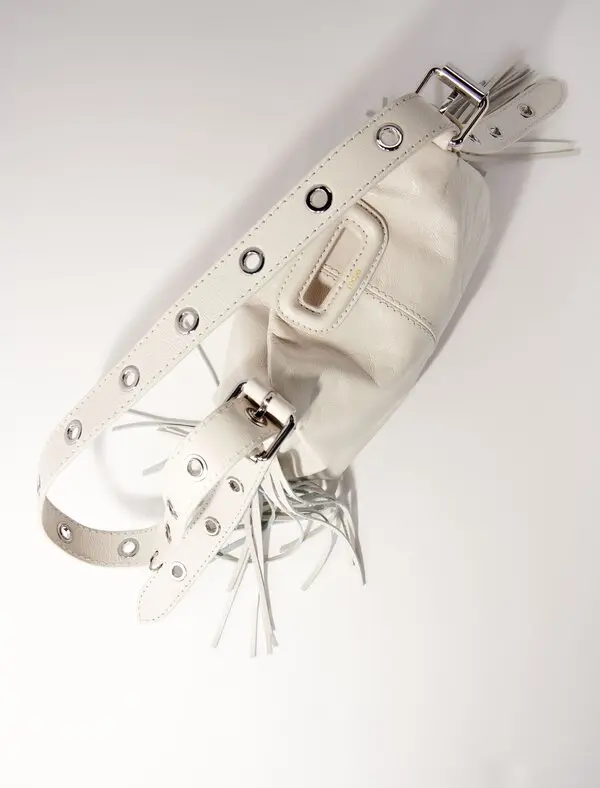Maje Miss M Crackle Leather Mini Bag - White