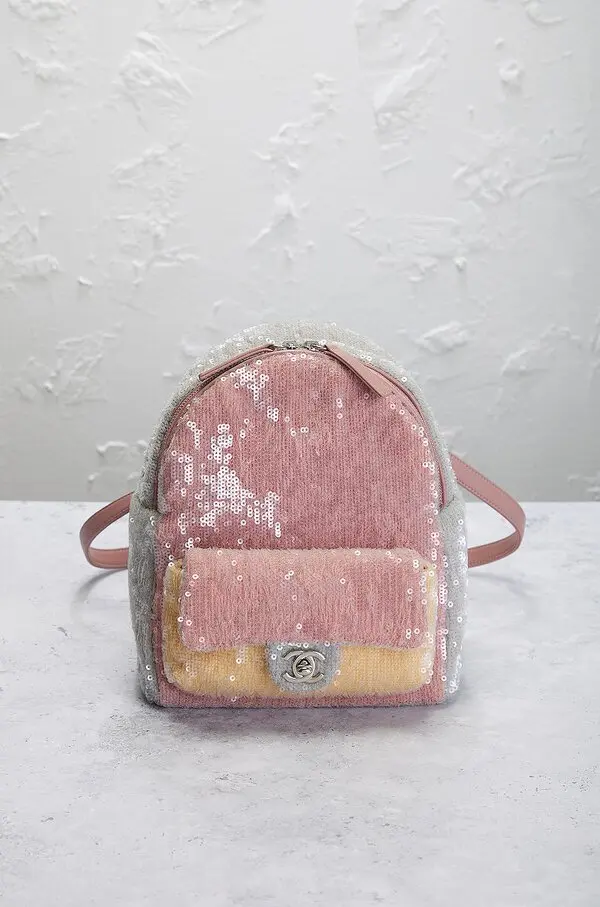 Chanel Sequin Waterfall Backpack In Pink
