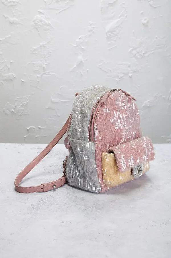 Chanel Sequin Waterfall Backpack In Pink