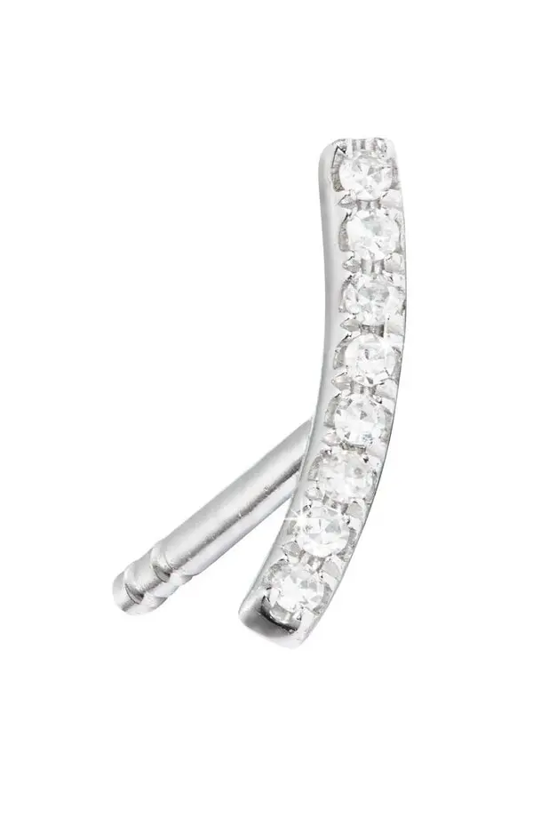 Meira T Curved Diamond Bar Stud Earrings
