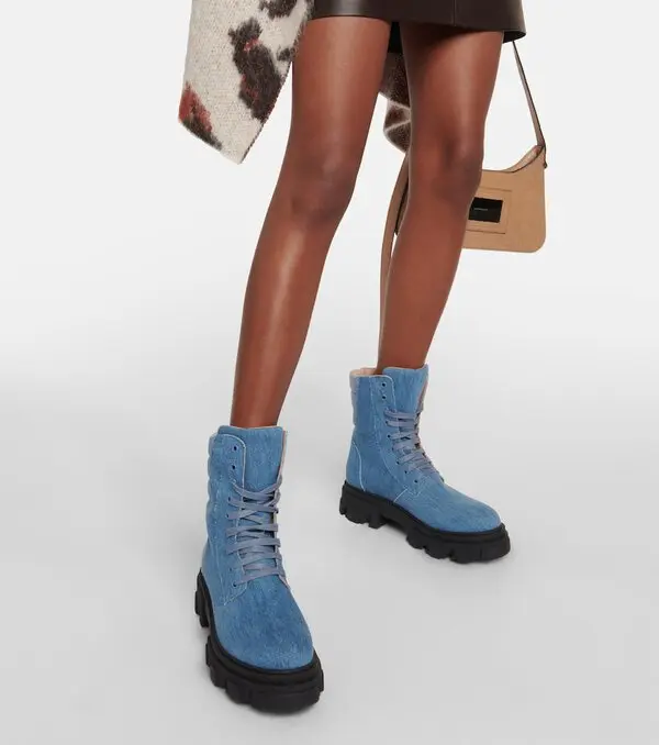 GIA BORGHINI Gia 35 Denim Combat Boots