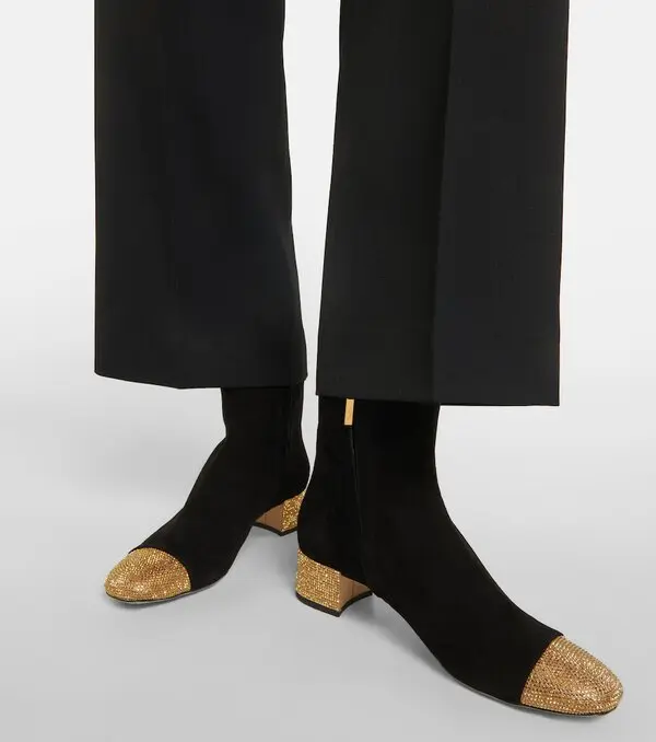 Rene Caovilla Embellished Suede Ankle Boots - Multicoloured