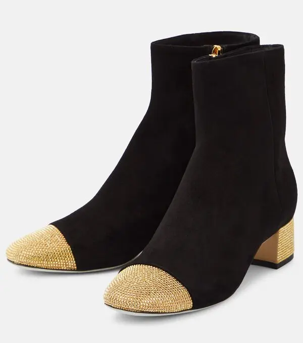 Rene Caovilla Embellished Suede Ankle Boots - Multicoloured