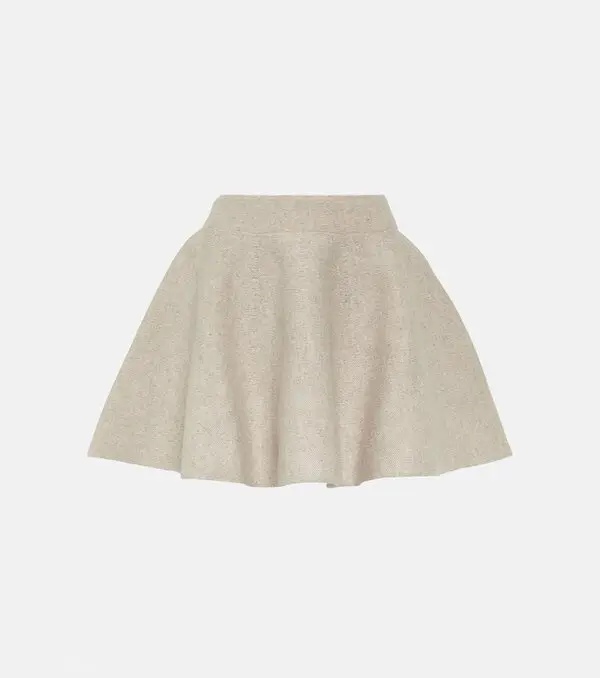 Alaïa Flared Wool-blend Miniskirt - Beige
