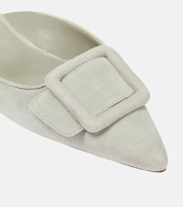 Manolo Blahnik Maysale Suede Mules - Grey