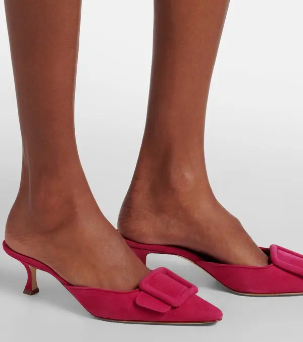 Manolo Blahnik Maysale Suede Mules - Pink