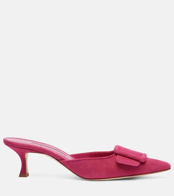 Manolo Blahnik Maysale Suede Mules - Pink