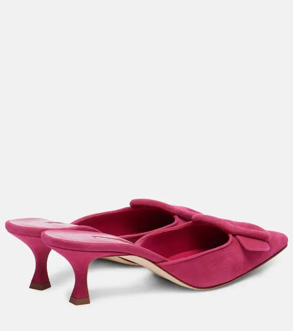 Manolo Blahnik Maysale Suede Mules - Pink