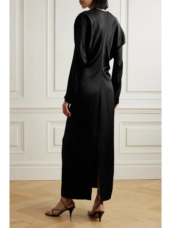 loro piana draped silk satin maxi dress Silk-satin Maxi Dress