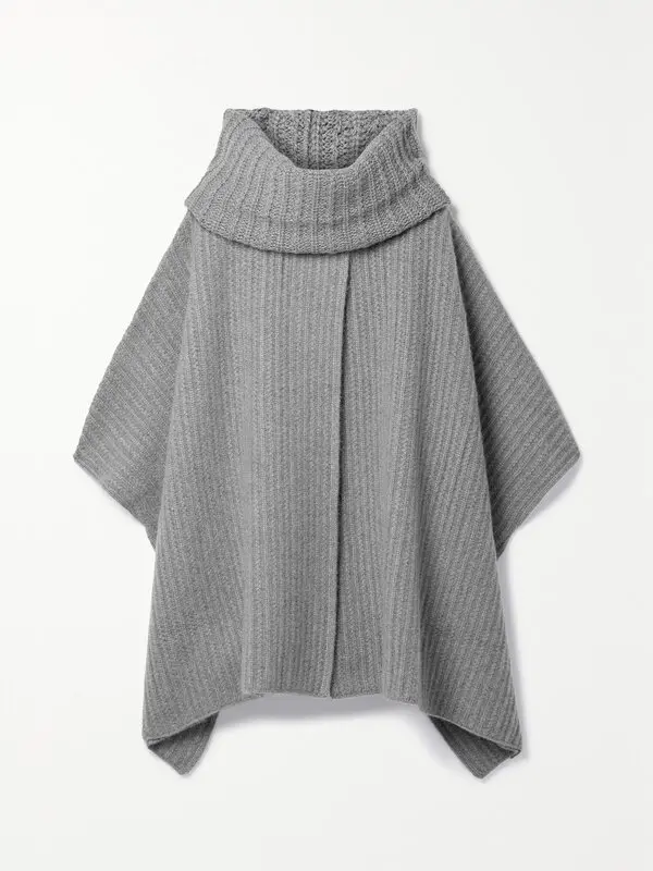 Loro Piana Waipara Ribbed-knit Cashmere Cape - Gray