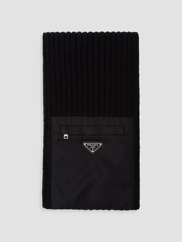 Prada Re-nylon Gabardine And Wool Scarf