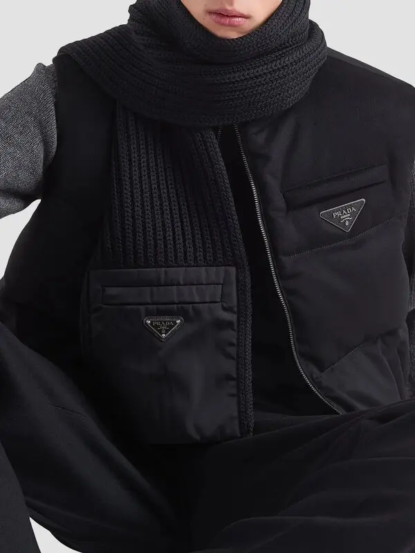 Prada Re-nylon Gabardine And Wool Scarf