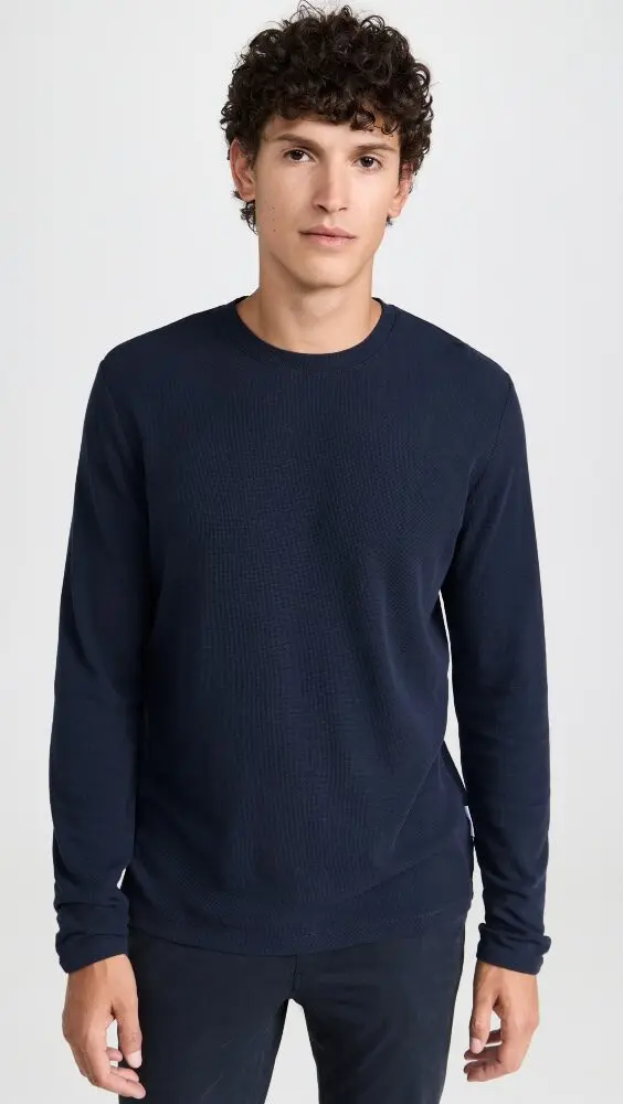 Nn07 Clive Waffle Knit Tee - Navy Blue