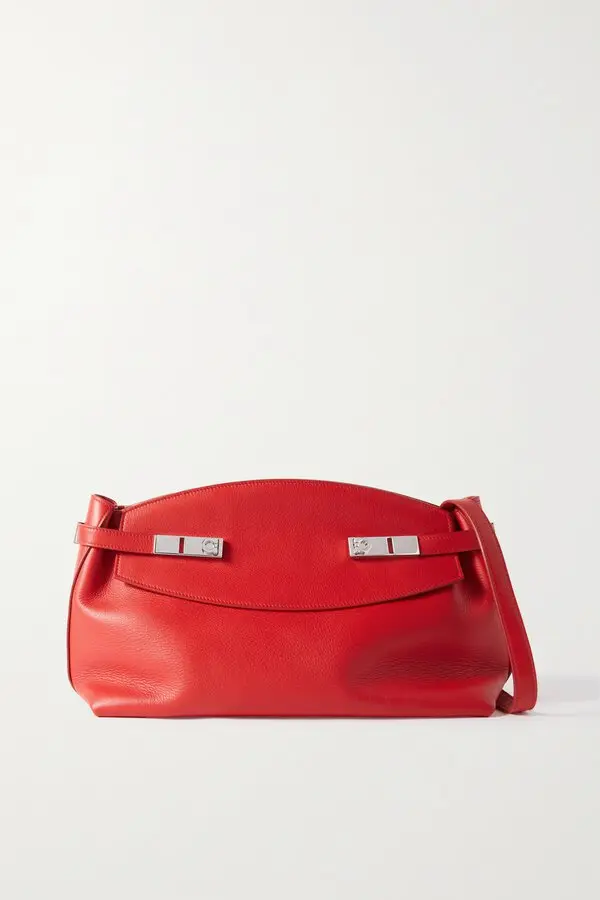 FERRAGAMO Hug Embellished Large Leather Shoulder Bag