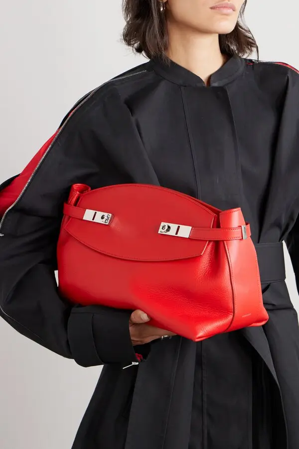 FERRAGAMO Hug Embellished Large Leather Shoulder Bag