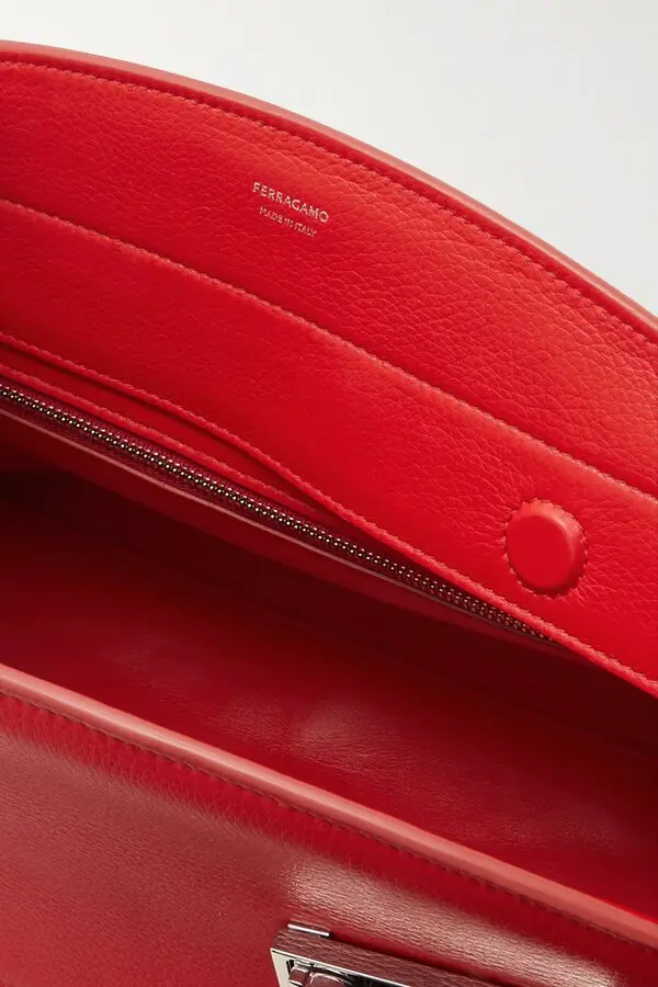 FERRAGAMO Hug Embellished Large Leather Shoulder Bag
