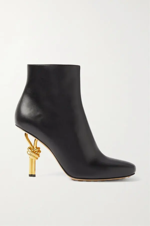 Bottega Veneta Knot Leather Ankle Boots - Black