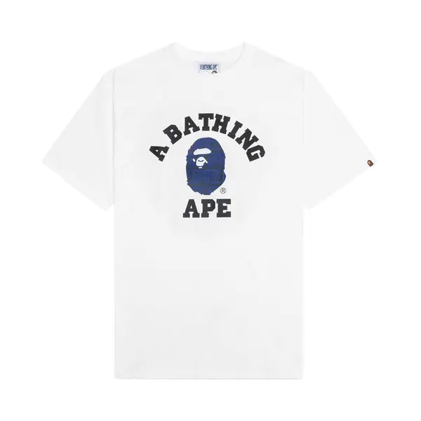 A BATHING APE Logo Monogram College Tee - White