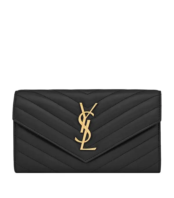 Saint Laurent Large Cassandre Matelassé Envelope Wallet - Black