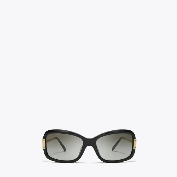 Tory Burch Eleanor Rectangle Sunglasses - Black/grey Gradient