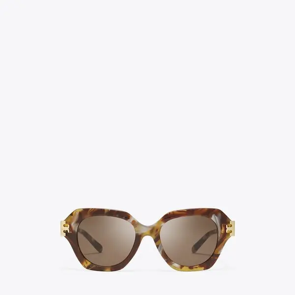 Tory Burch Eleanor Cat-eye Sunglasses - Brown Marble Tortoise/brown