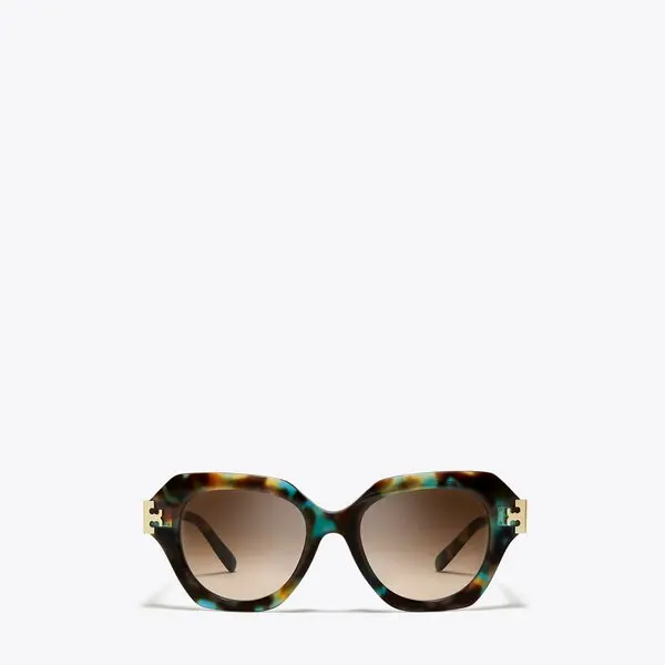 Tory Burch Eleanor Cat-eye Sunglasses - Jade Spotted Tortoise/brown Gradient